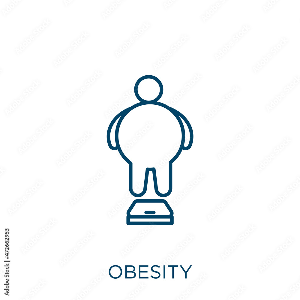 obesity icon. Thin linear obesity outline icon isolated on white ...