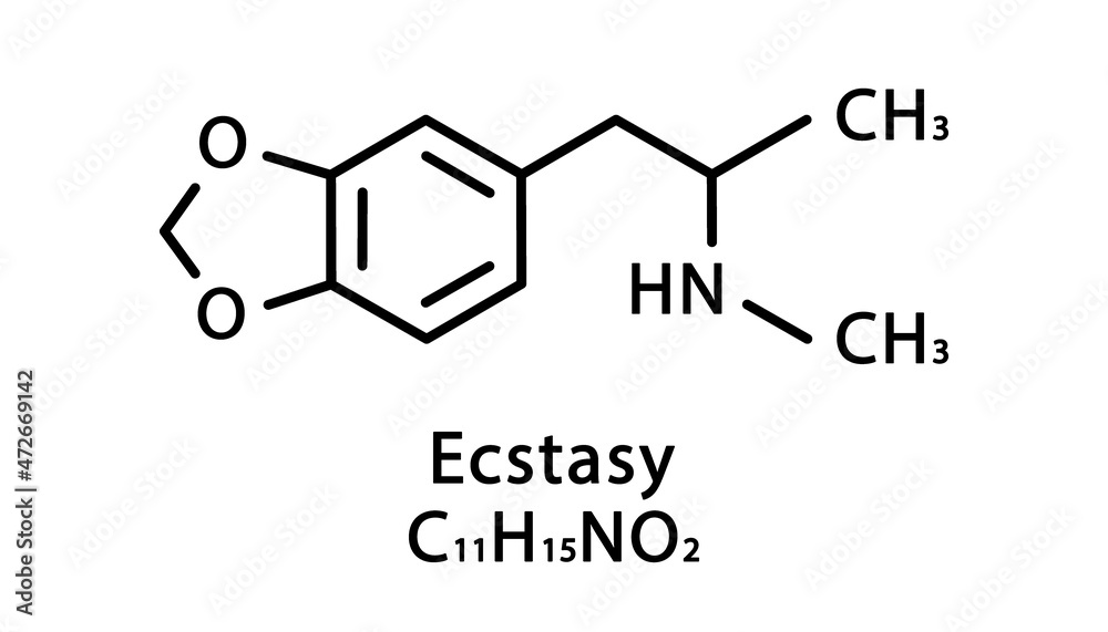 Ecstasy molecular structure. MDMA skeletal chemical formula. Chemical ...