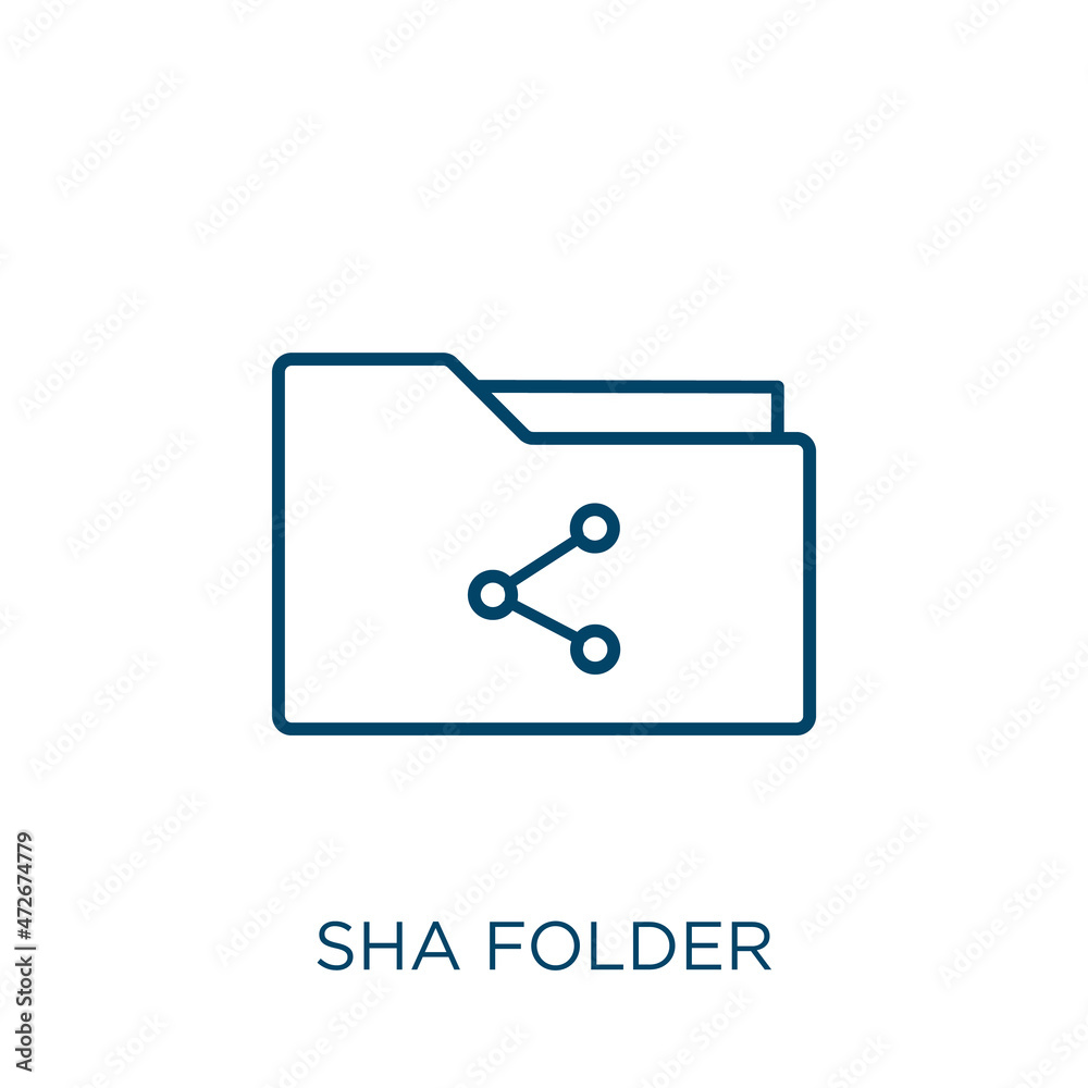 shared folder icon. Thin linear shared folder outline icon isolated on ...