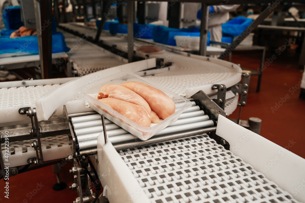 modern poultry processing plant.Meat processing in food industry ...