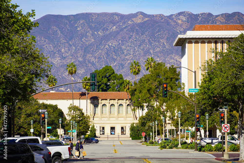 Pasadena, architecture, streets, palm trees, life. Stock Photo | Adobe ...