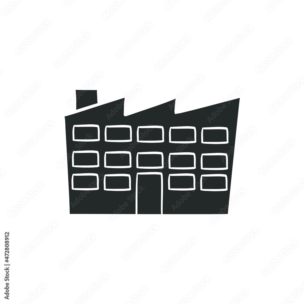 Factory Icon Silhouette Illustration. Manufacturing Industry Vector ...
