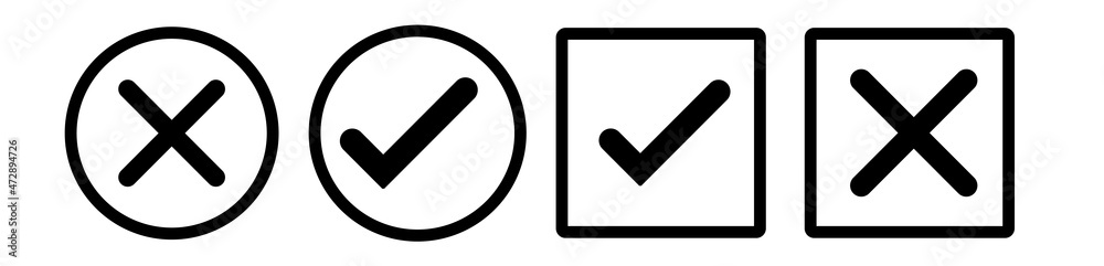 Icon Check Mark, Checklist Illustration,Tick X Symbol, Voting Logo ...