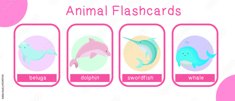 Cute animal flashcards collection. English alphabet with cartoon ...