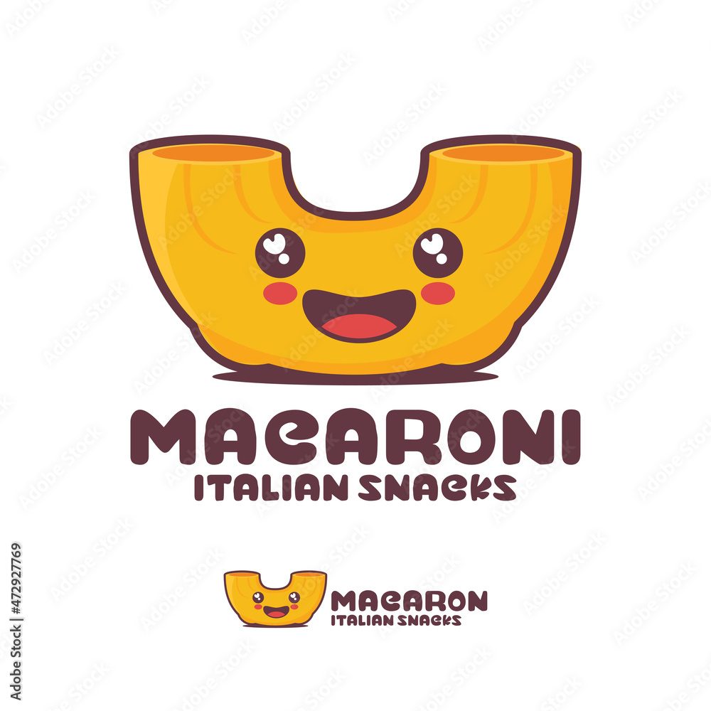 cute macaroni cartoon mascot vector illustration, suitable for, logos ...