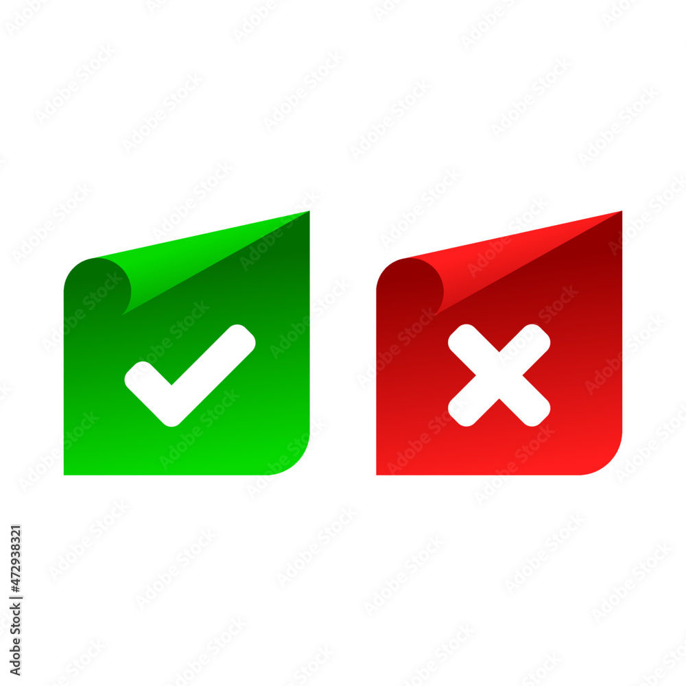 Green and Red True False, Right Wrong, Accept reject, Yes No Check Mark ...
