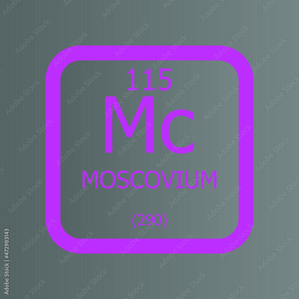 Moscovium Mc Chemical Element vector illustration diagram, with atomic ...