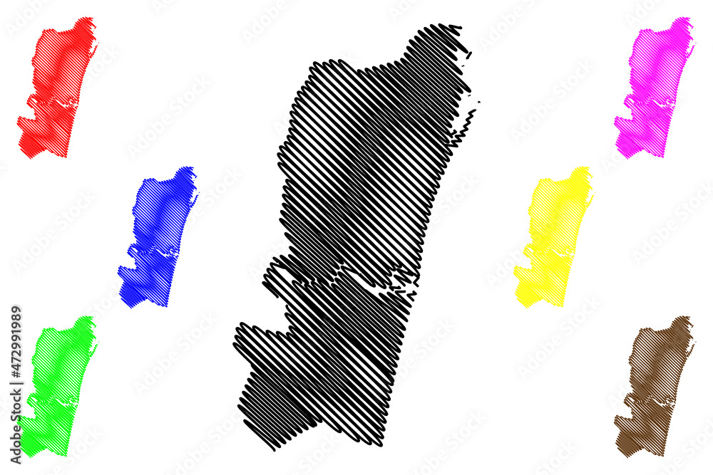 Chennai district (Tamil Nadu State, Republic of India) map vector illustration, scribble sketch ...
