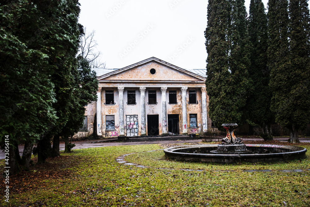 Old, historical, abandoned building Baldone sanatorium and non ...