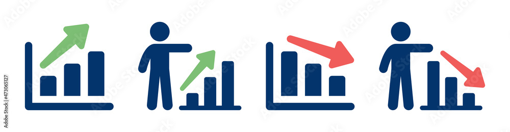 Positive and negative chart icon. Infographics symbol vector ...