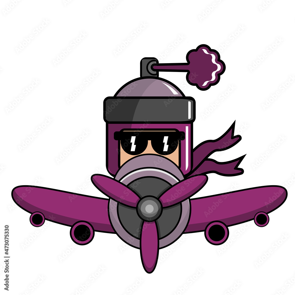 vector cartoon character cute purple pilox spray mascot costume riding ...