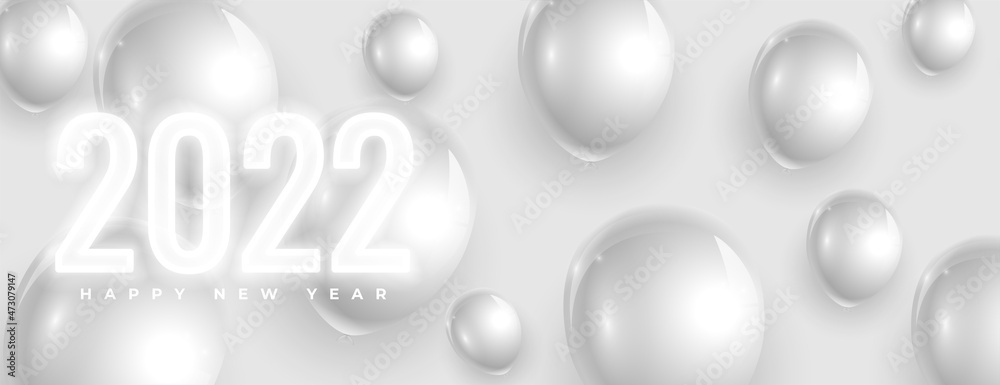 3d style 2022 neon white banner with balloons Stock Vector | Adobe Stock