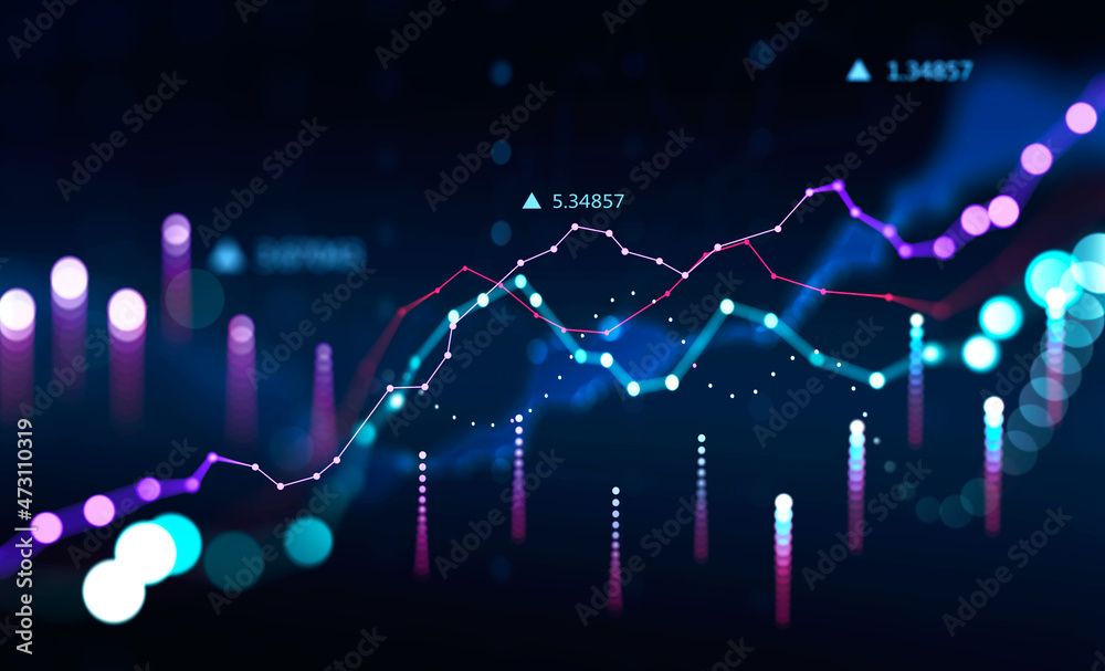 Graph stock market with rising lines and numbers Stock Photo | Adobe Stock