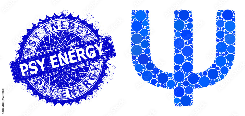 Psi Greek symbol vector composition of dots in variable sizes and blue ...