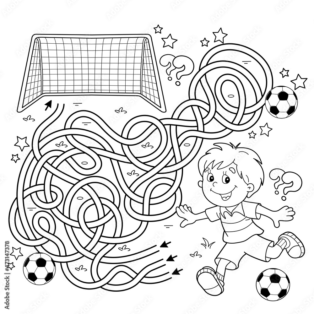 Maze or Labyrinth Game. Puzzle. Tangled road. Coloring Page Outline Of ...