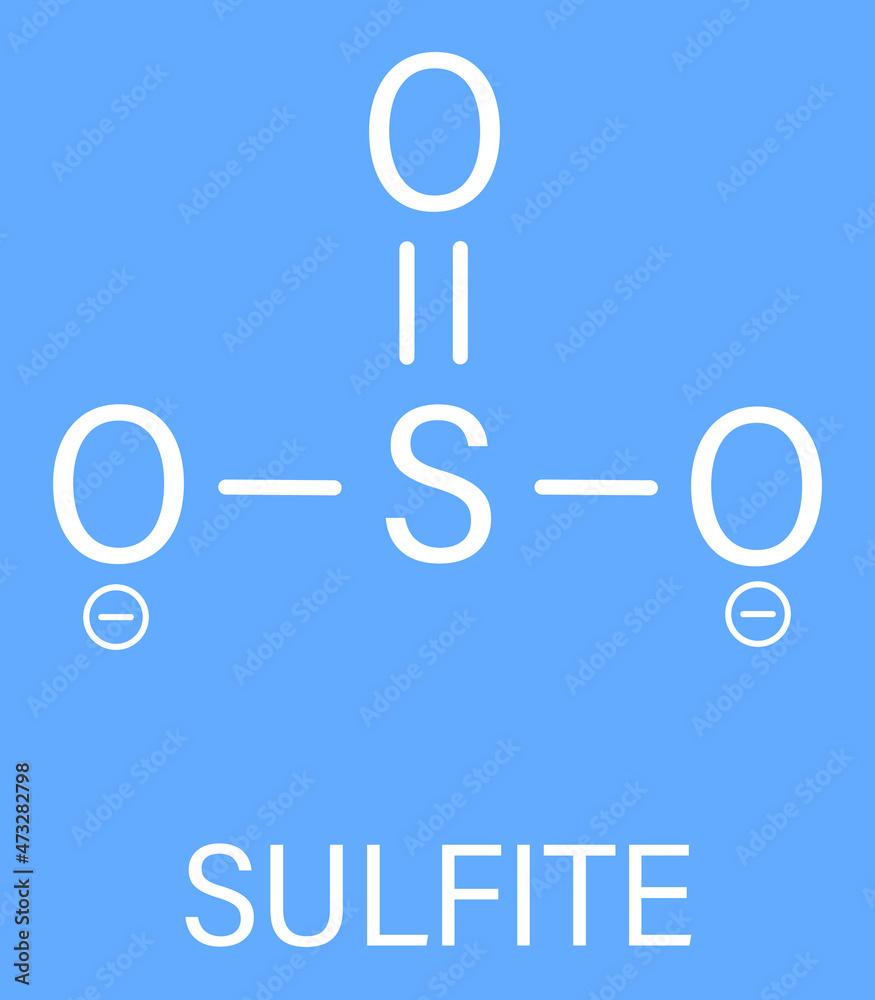 Sulfite anion, chemical structure. Sulfite salts are common food ...