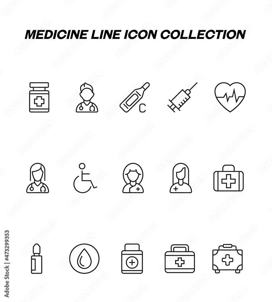Industry concept. Collection of modern high quality medicine line icons ...