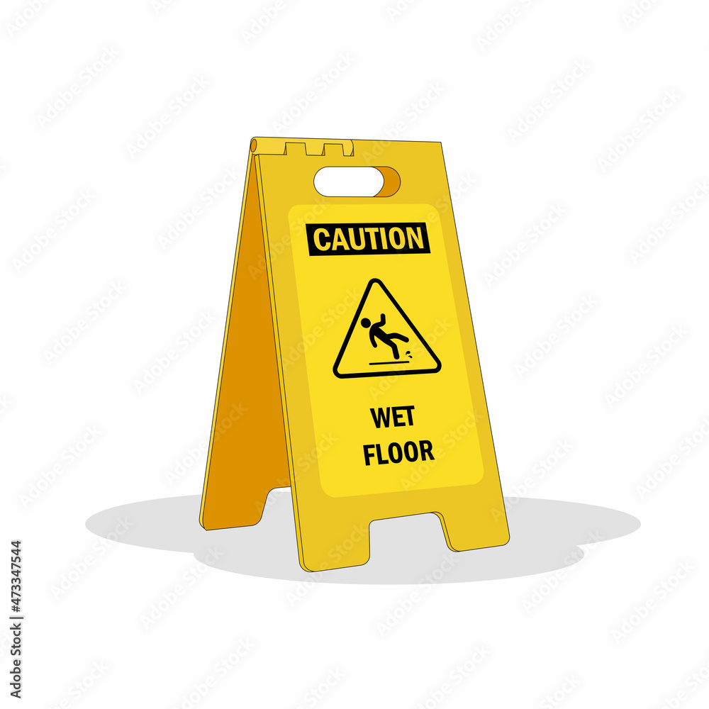 Wet floor sign cartoon vector graphics Stock Vector | Adobe Stock
