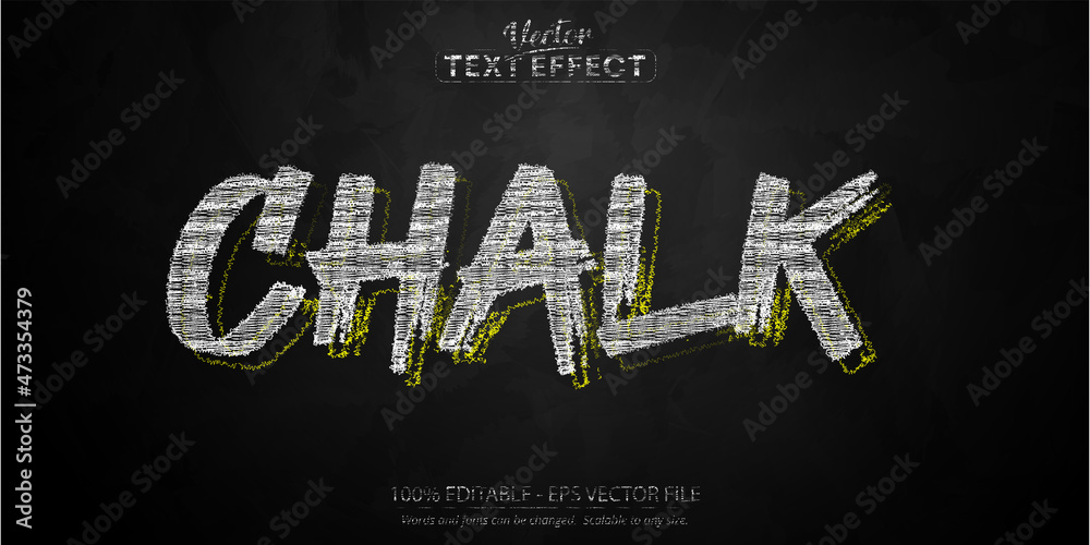 Editable text effect, chalk theme text style on blackboard background ...