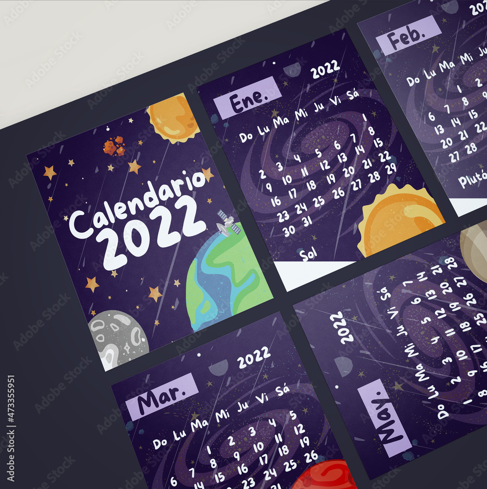 Calendario 2022 - Sistema Solar Stock Illustration | Adobe Stock