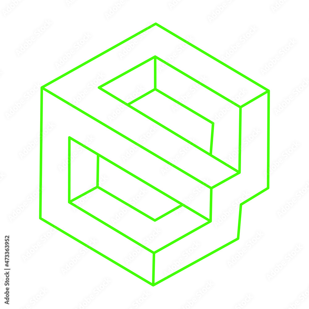 Impossible optical illusion shapes. Logo. Optical art objects. Impossible figures. Line art ...
