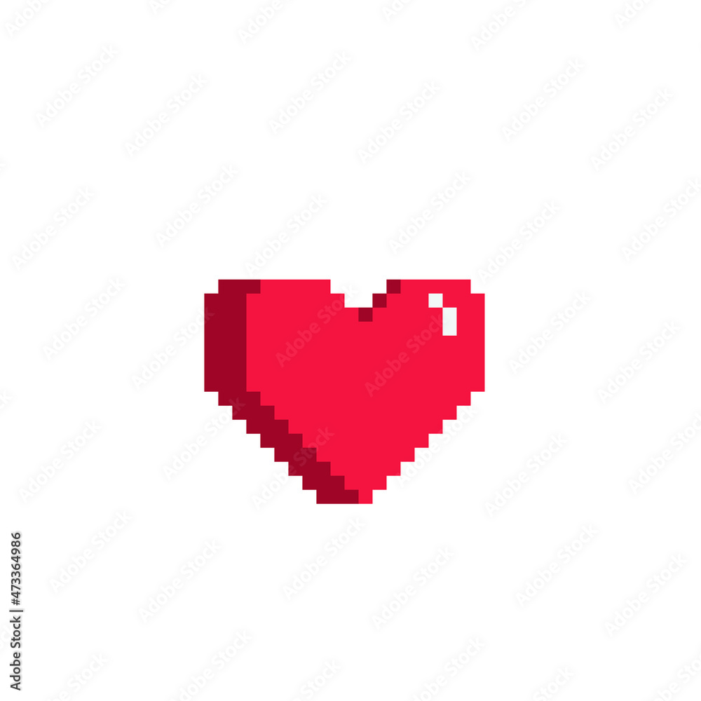 Red heart love symbol icon like isolated pixel art vector illustration ...