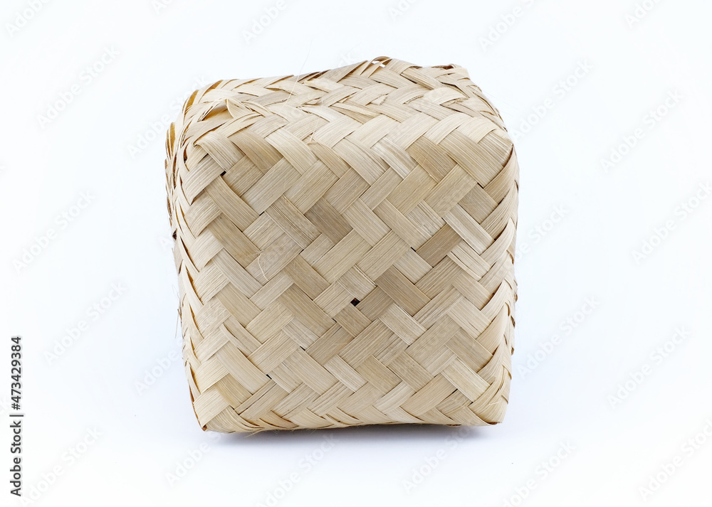 Indonesian traditional container called besek on white isolated ...