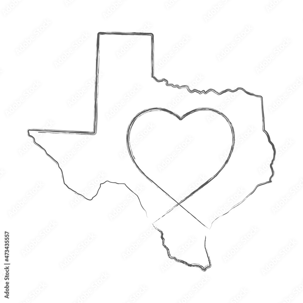 State Of Texas Outline Drawing