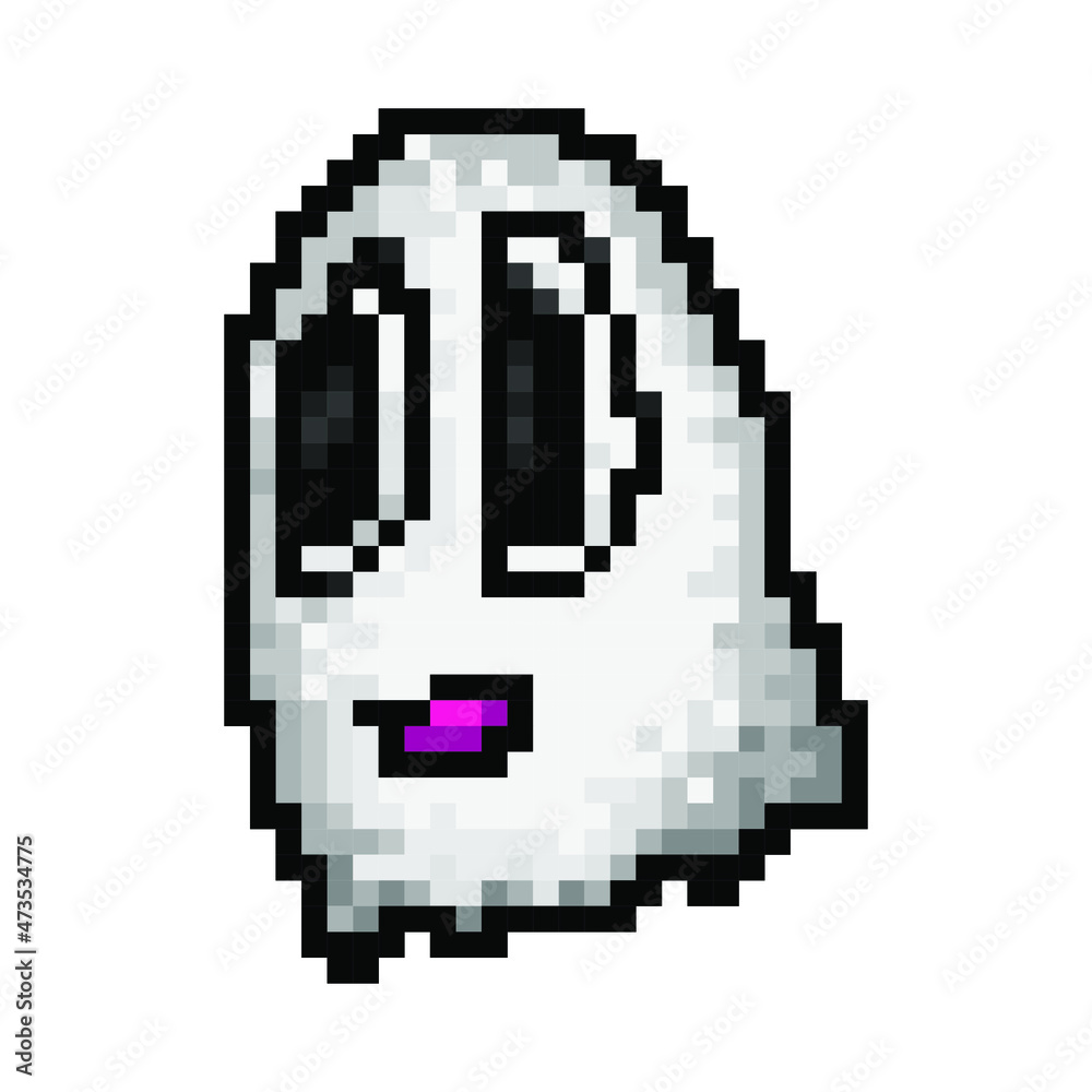 Vector de Stock Ghost icon. Pixel art of cute ghost. Vector ...
