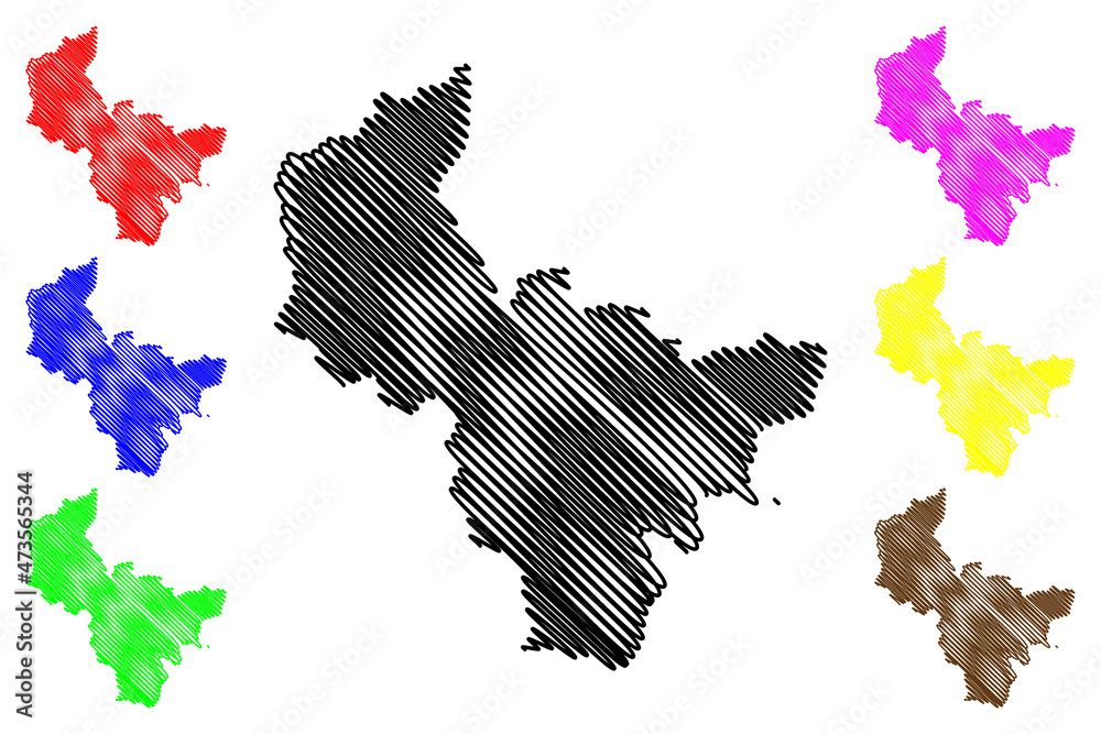 Jind district (Haryana State, Republic of India) map vector ...