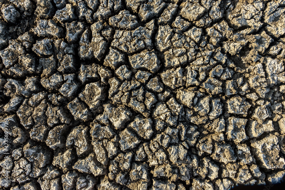 Dry and cracked ground caused by drought in Paraiba, Brazil. Climate ...