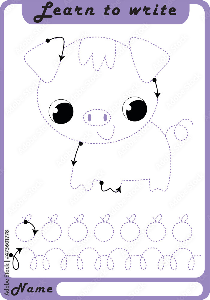 Pig worksheet activity cards Stock Vector | Adobe Stock