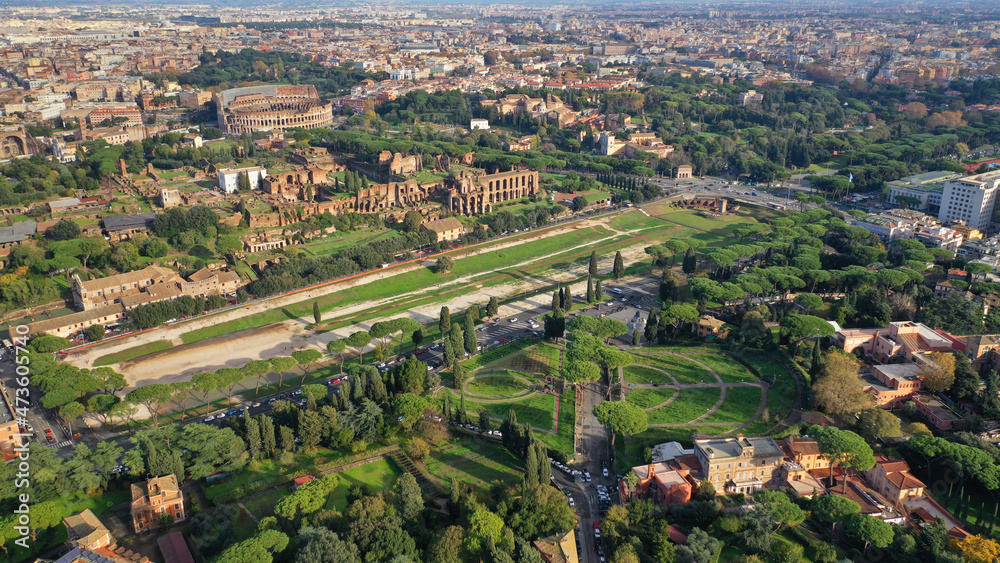 Aerial drone photo of iconic Circus Maximus a green space and remains ...