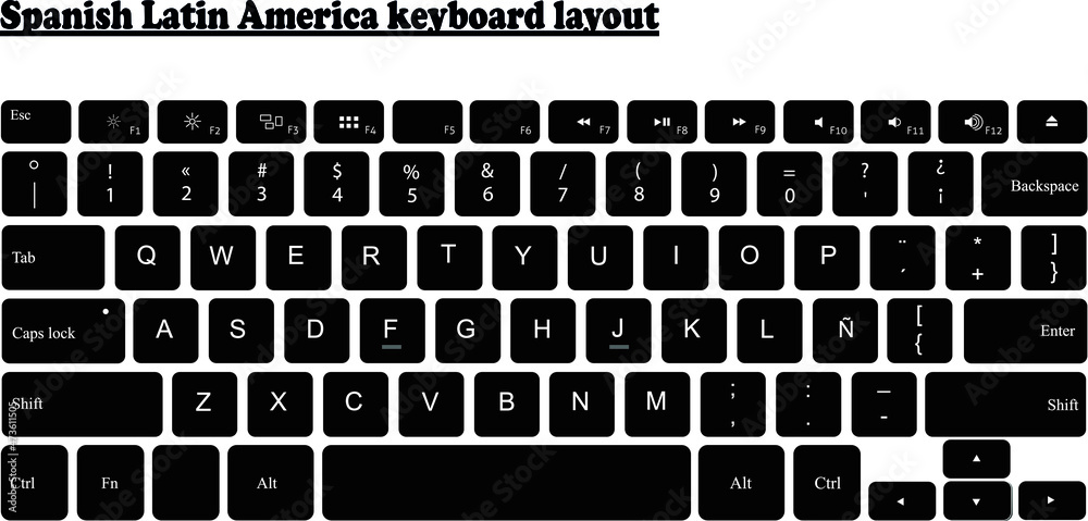 Spanish Latin America keyboard layout - Isolated Vector Illustration ...