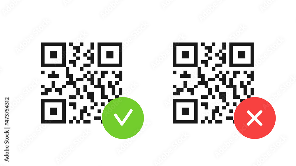 Vector de Stock QR code with a check mark and a cross. Vector ...