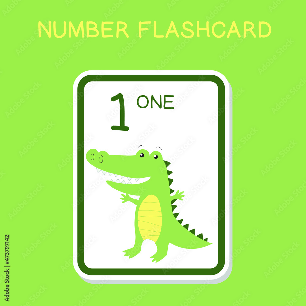 Cute number flashcards with animals set. English counting with animal ...