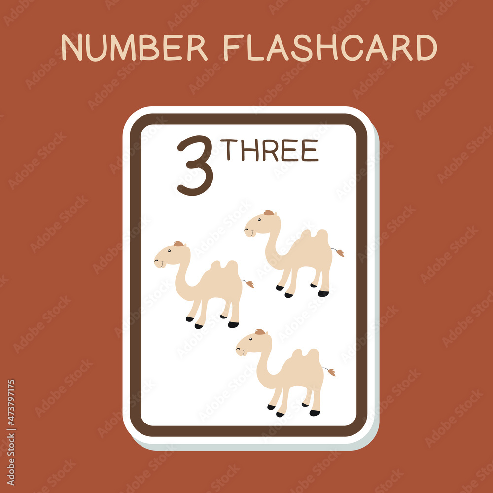 Cute number flashcards with animals set. English counting with animal ...