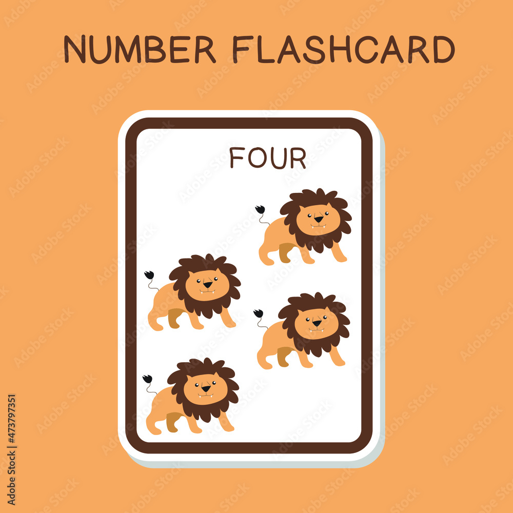 Cute number flashcards with animals set. English counting with animal ...
