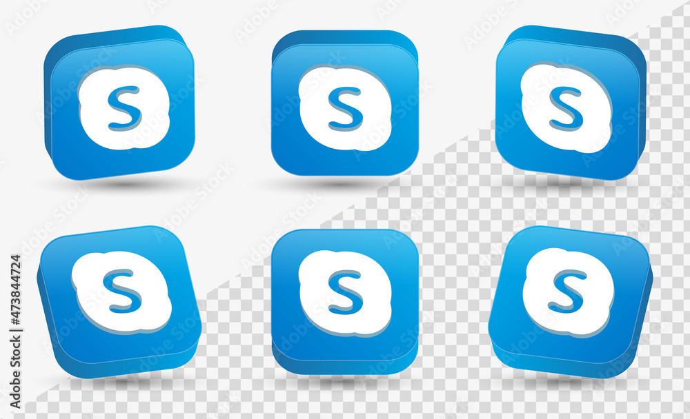 3d skype logo social media icon 3d frame - skype square button logo 3D ...