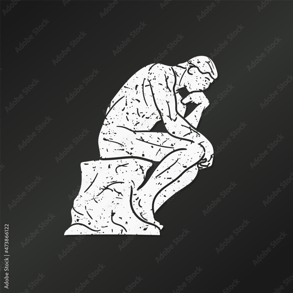 Thinker Sculpture Icon Silhouette Illustration. Rodin Philosophy Vector Graphic Pictogram Symbol ...