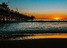 Ocean Sunset Over Pier Free Stock Photo - Public Domain Pictures