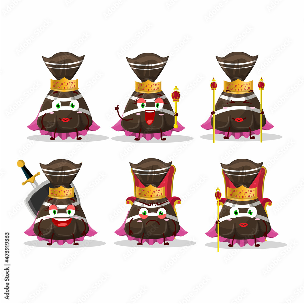 Queen and her magic clothes cartoon of chocolate candy wrappers wearing ...