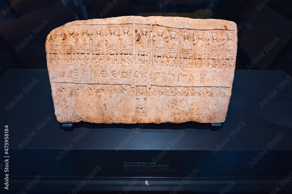 Stock-Foto „26 August 2021, Andriake, Turkey: votive stone tablet ...
