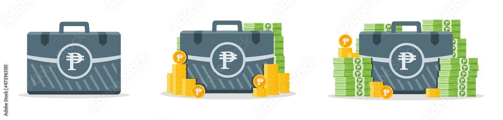 Philippine Peso Money Case Icons Stock Vector | Adobe Stock