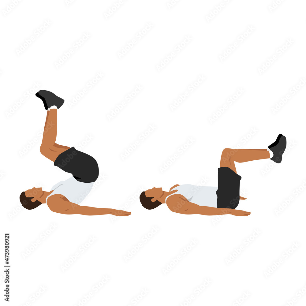 Reverse crunch exercise. Flat vector illustration isolated on white ...