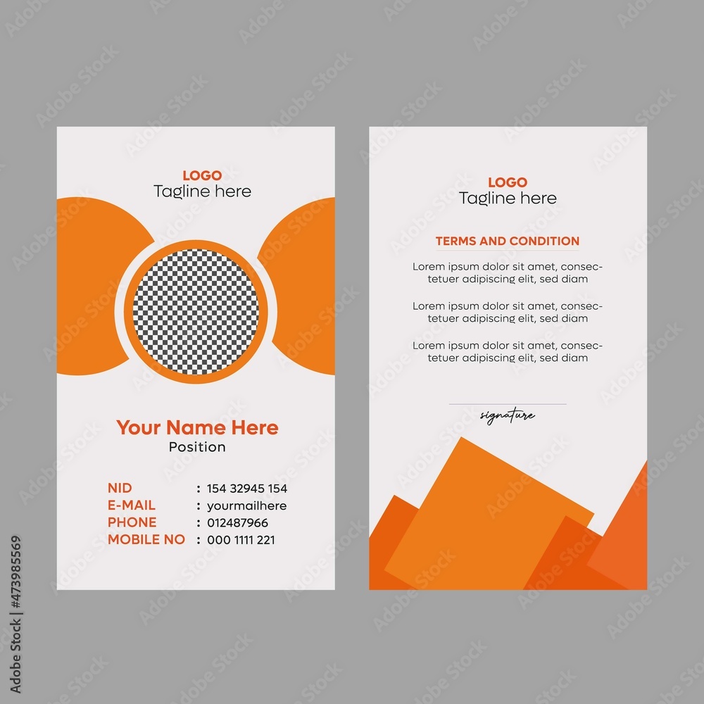 Modern flat corporate company ID card design vector for employee , Id ...