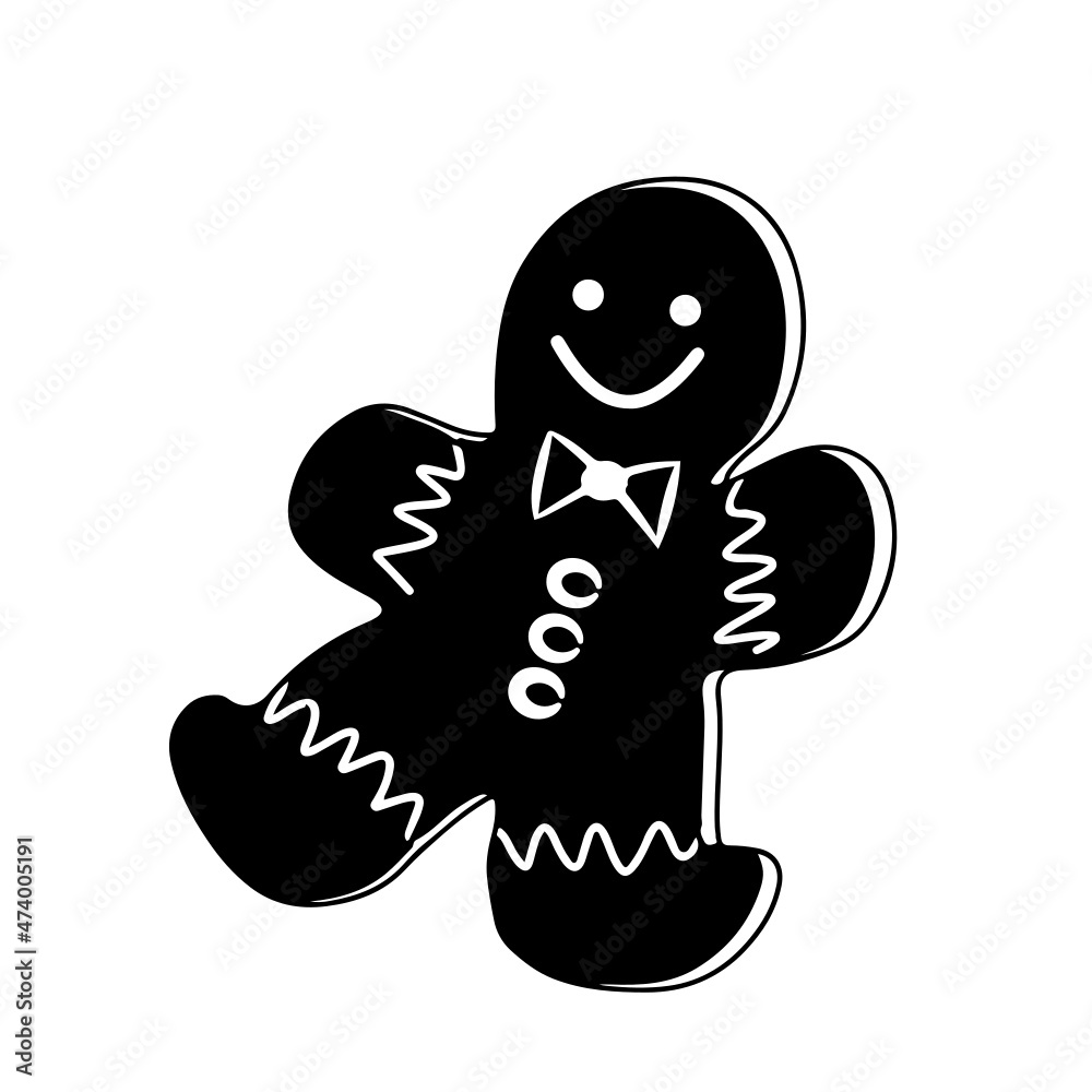 Gingerbread Line Art Silhouette Design Element Art SVG EPS Logo PNG ...