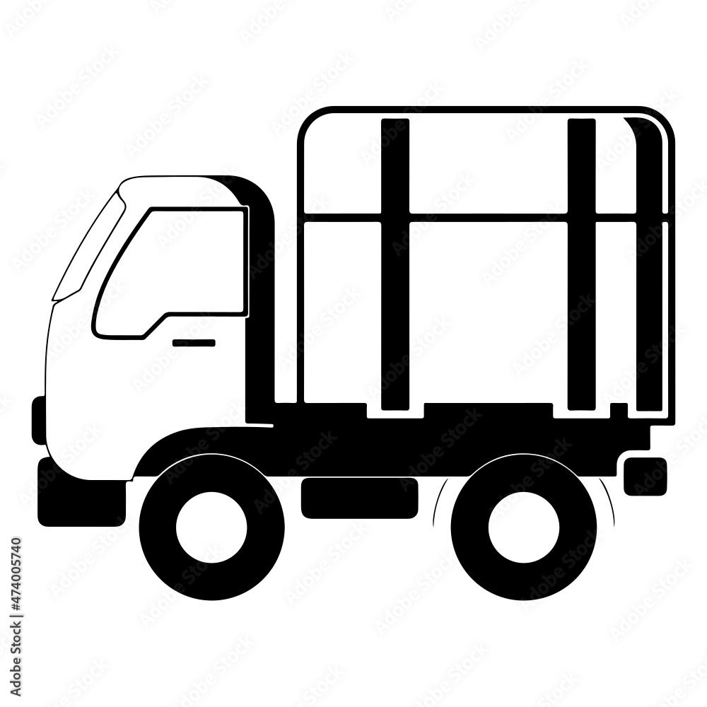Truck Line Art Silhouette Design Element Art SVG EPS Logo PNG Vector ...