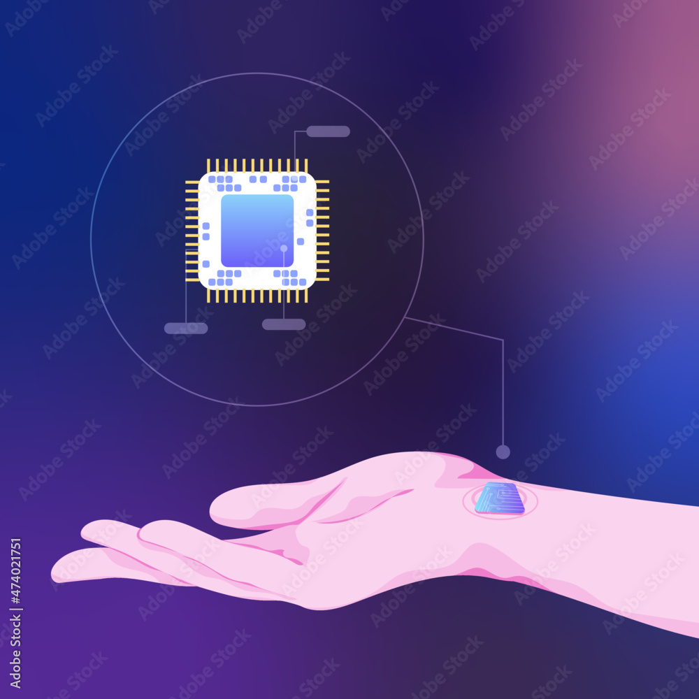 Integrated human microchip implant Stock Vector | Adobe Stock