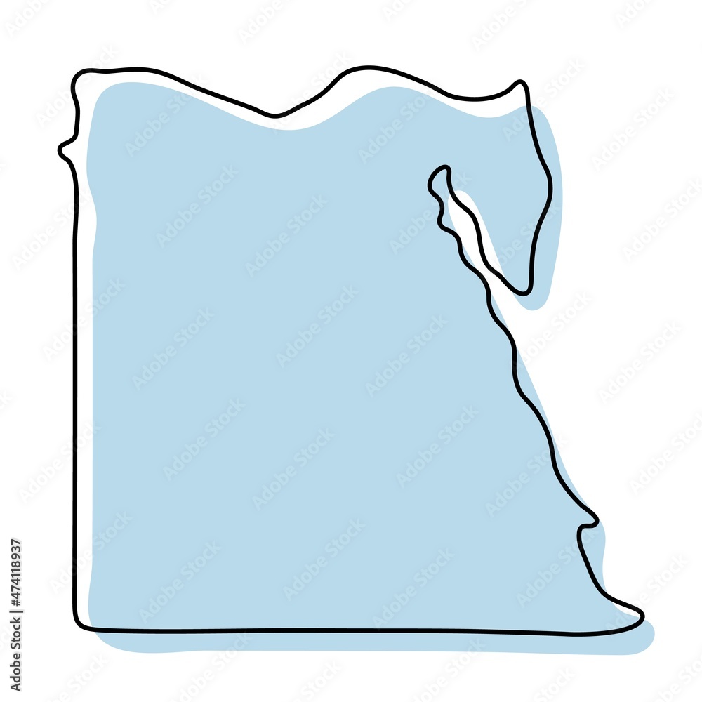 Ilustración de Stock Stylized simple outline map of Egypt icon. Blue ...